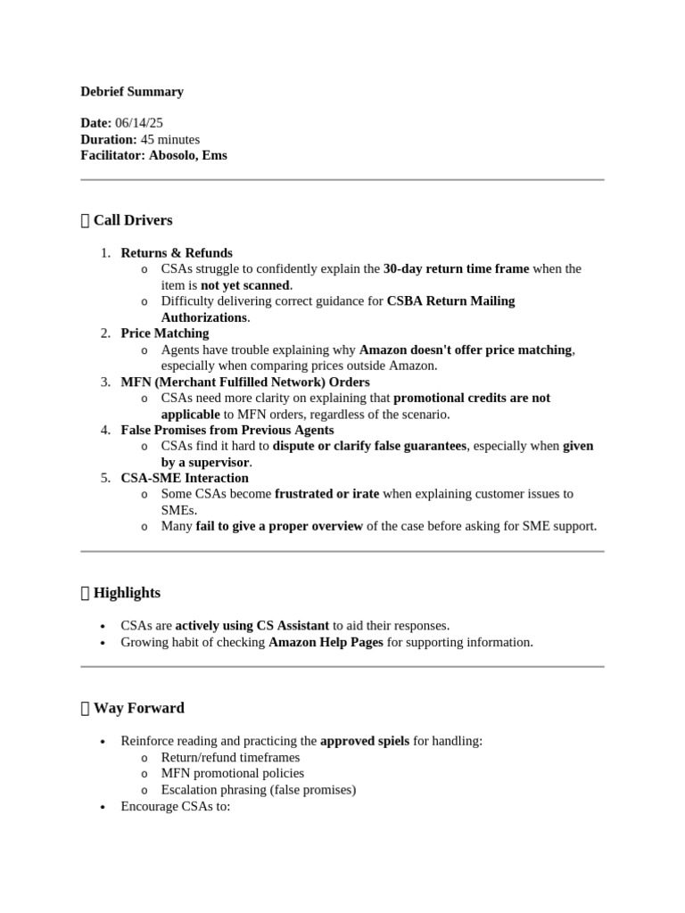 Debrief Summary Day 15 23.2. | PDF