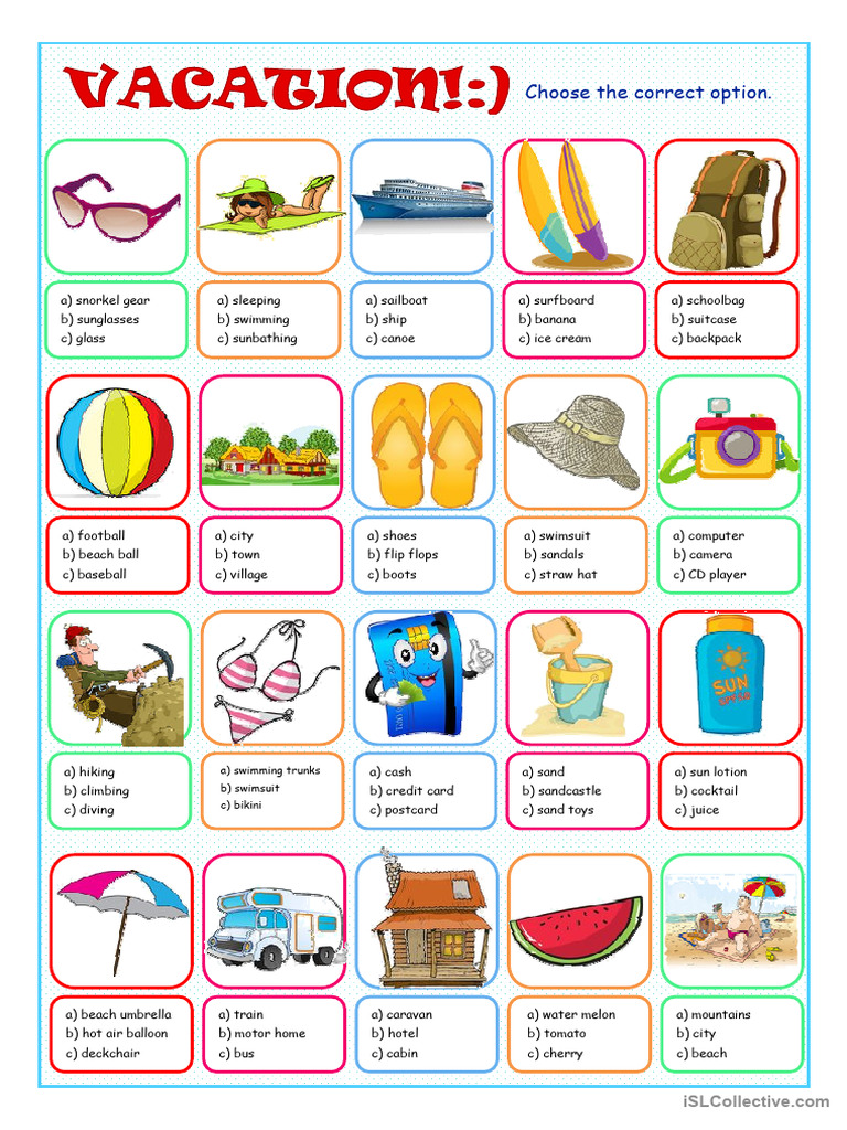 Vacation Multiple Choice | PDF