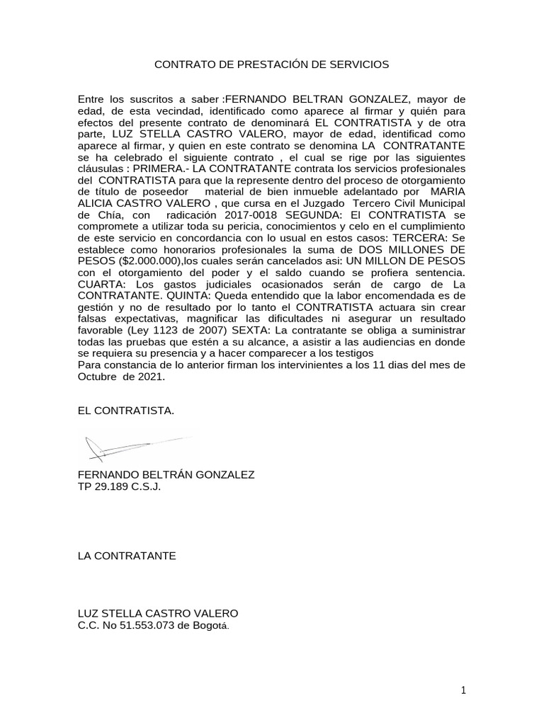 Contrato de Servicios Profesionales Jurídicos | PDF
