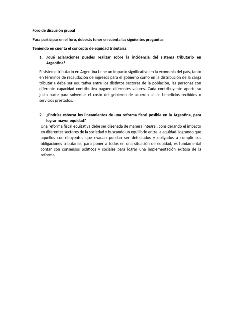 Foro de Discusión Grupal | PDF