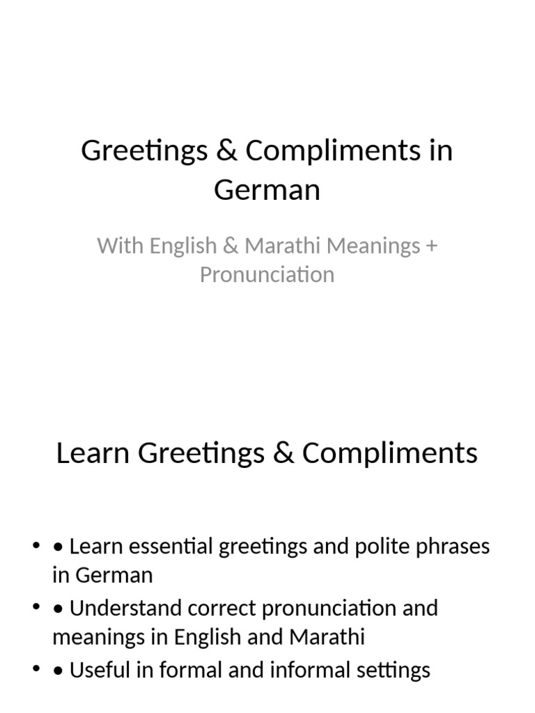 Greetings and Compliments in German | PDF