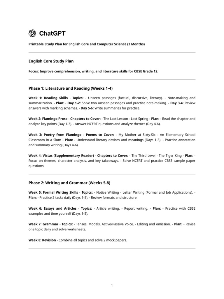 English Cs Study Plan | PDF | Python (Programming Language) | Sql