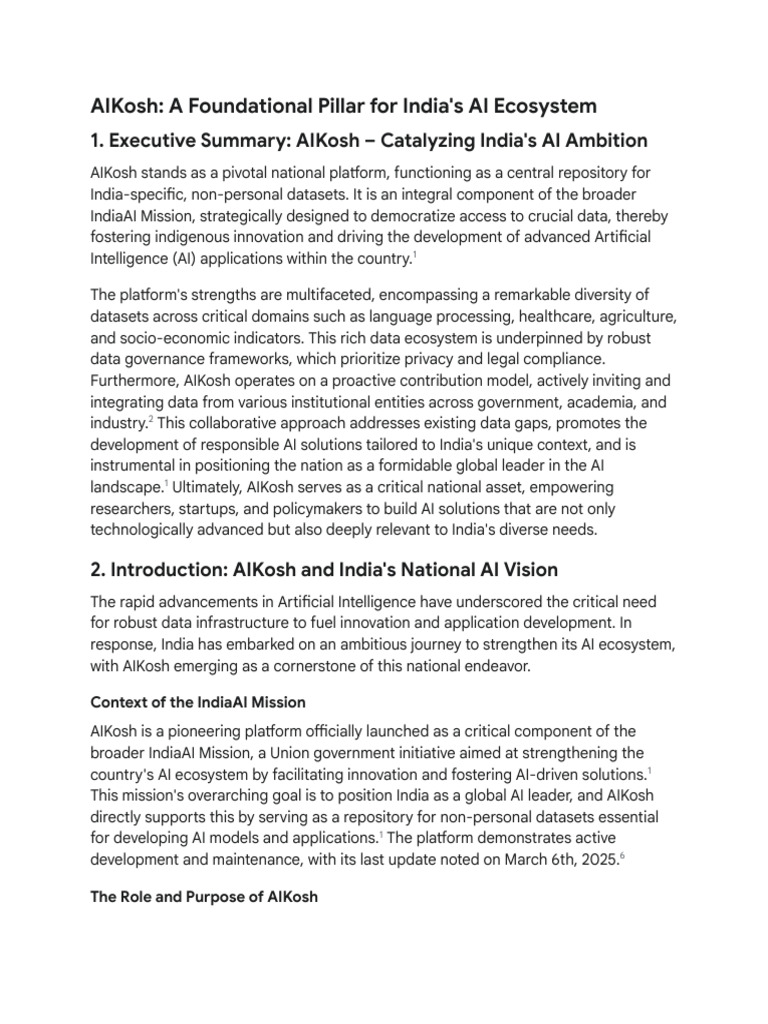 AIKosh: India's AI Data Hub | PDF | Artificial Intelligence ...