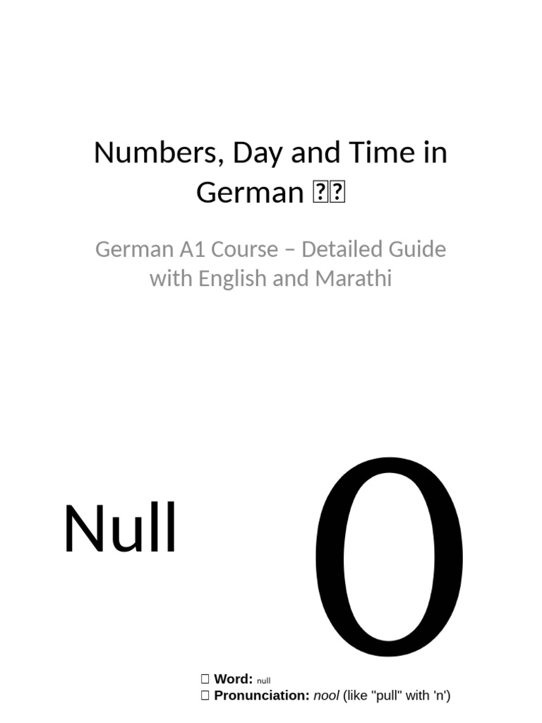 German Numbers and Time | PDF
