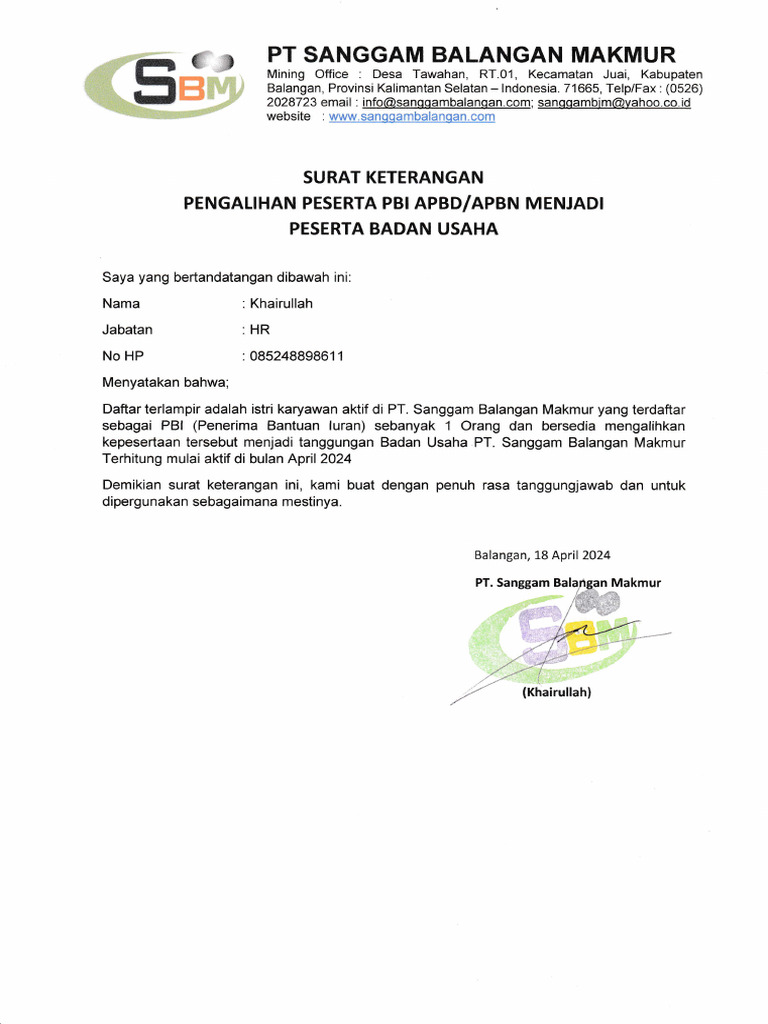 Surat Pengunduran Diri PBI | PDF