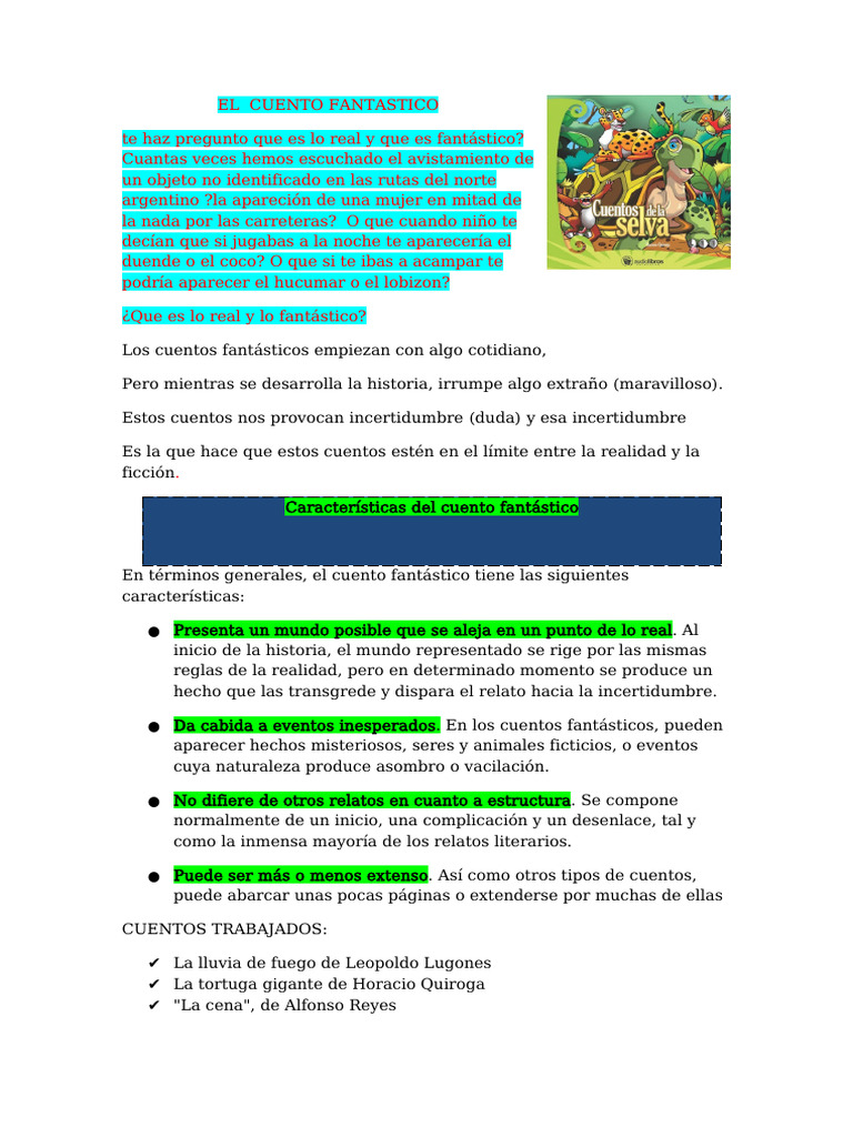Características del Cuento Fantástico | PDF | Fantasía | Cuentos