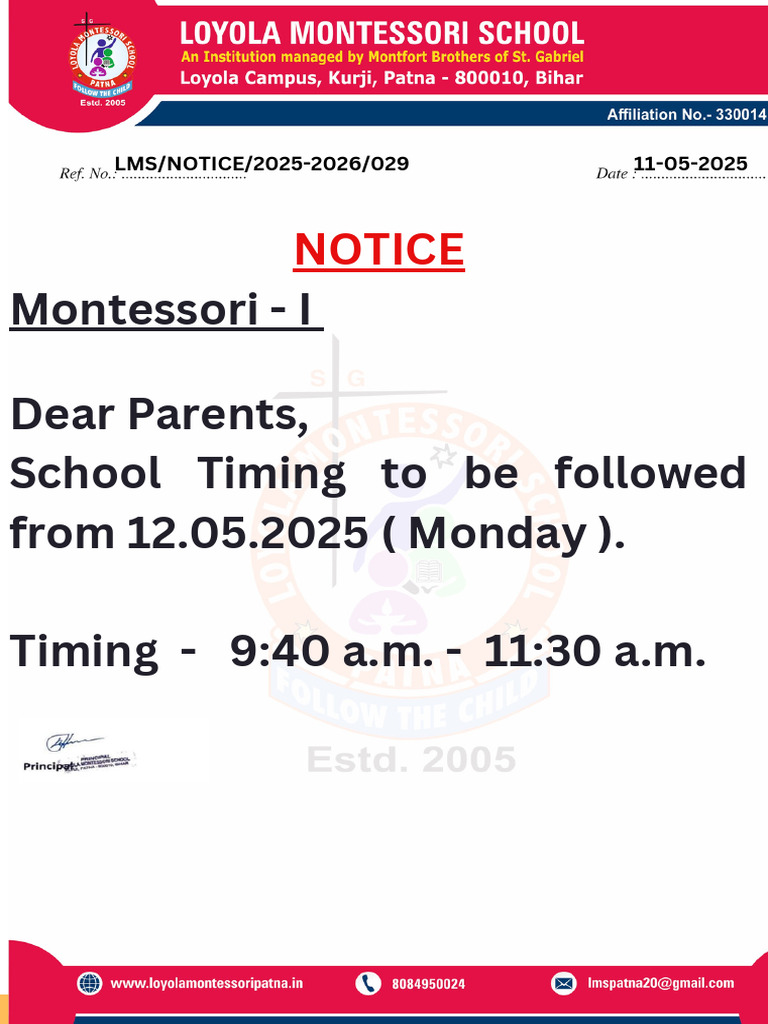 Mont-I School Timing | PDF