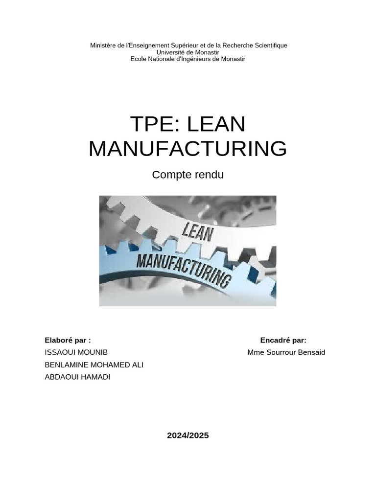 Optimisation de l'atelier par les 5S | PDF | Lean (production)