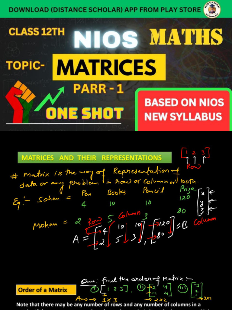 Matrices Part - 1 | PDF
