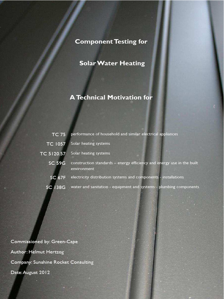 Component Testing For SWH 120912 1 | PDF | Water Heating | Pipe (Fluid ...