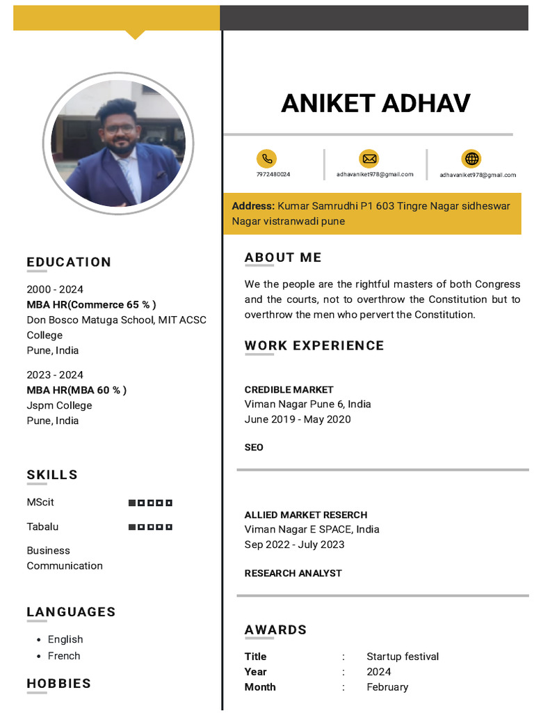 Aniket Adhav Resume | PDF
