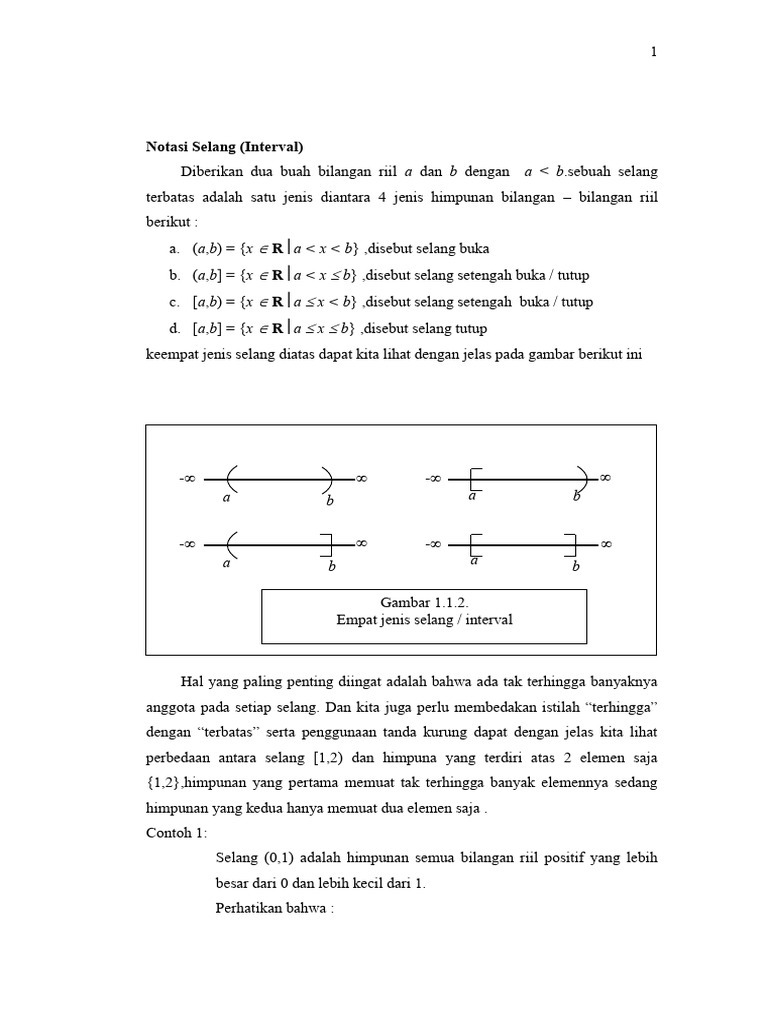 Jenis dan Notasi Selang Matematika | PDF