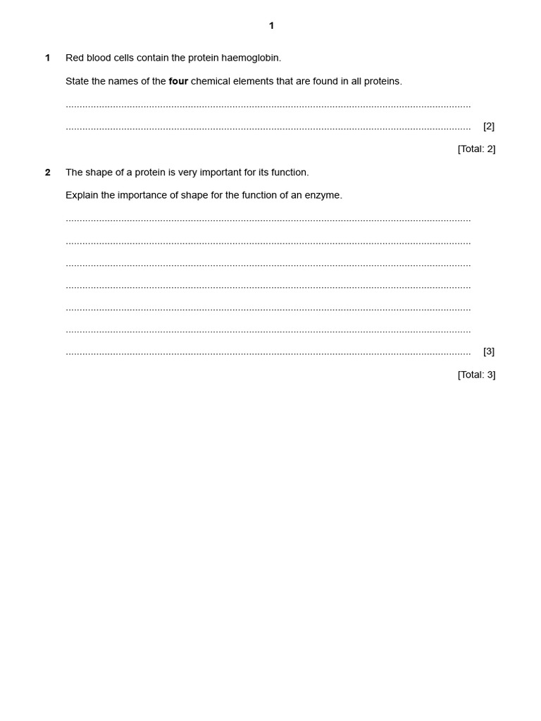 Biological Molecules and Nutrition in Humans Worksheet | PDF ...
