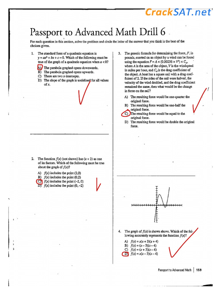 SAT Passport To Advanced Math Practice Test 6 | PDF | Quadratic ...