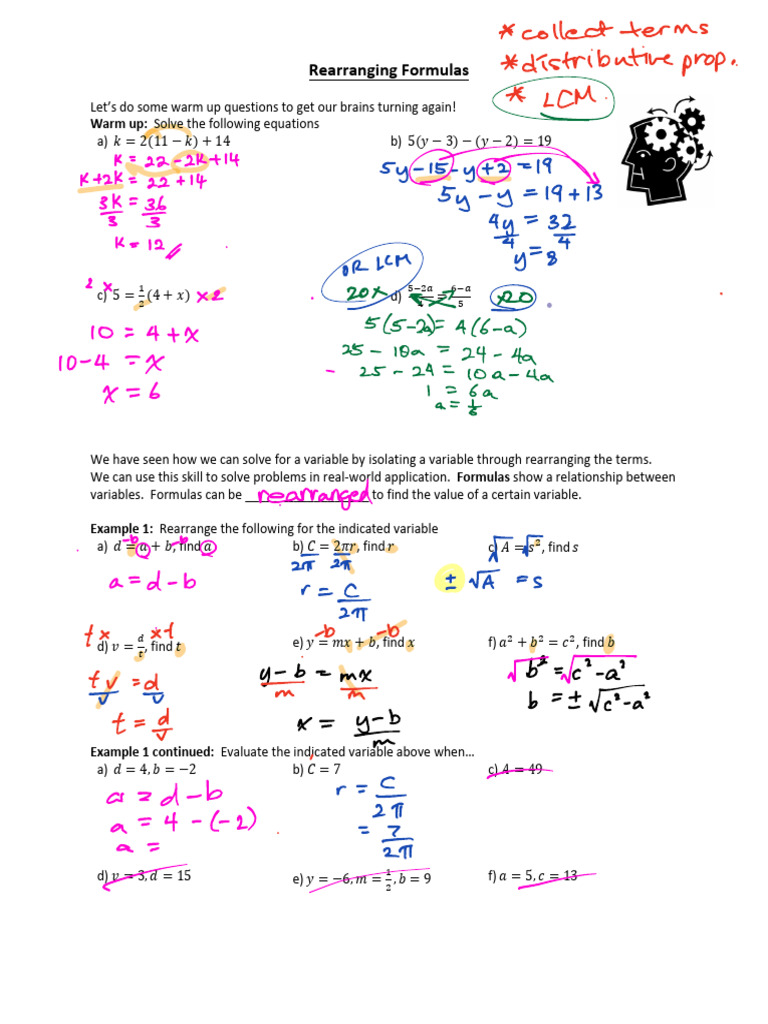 3.06 Rearranging Formulas | PDF | Mathematical Concepts | Mathematics