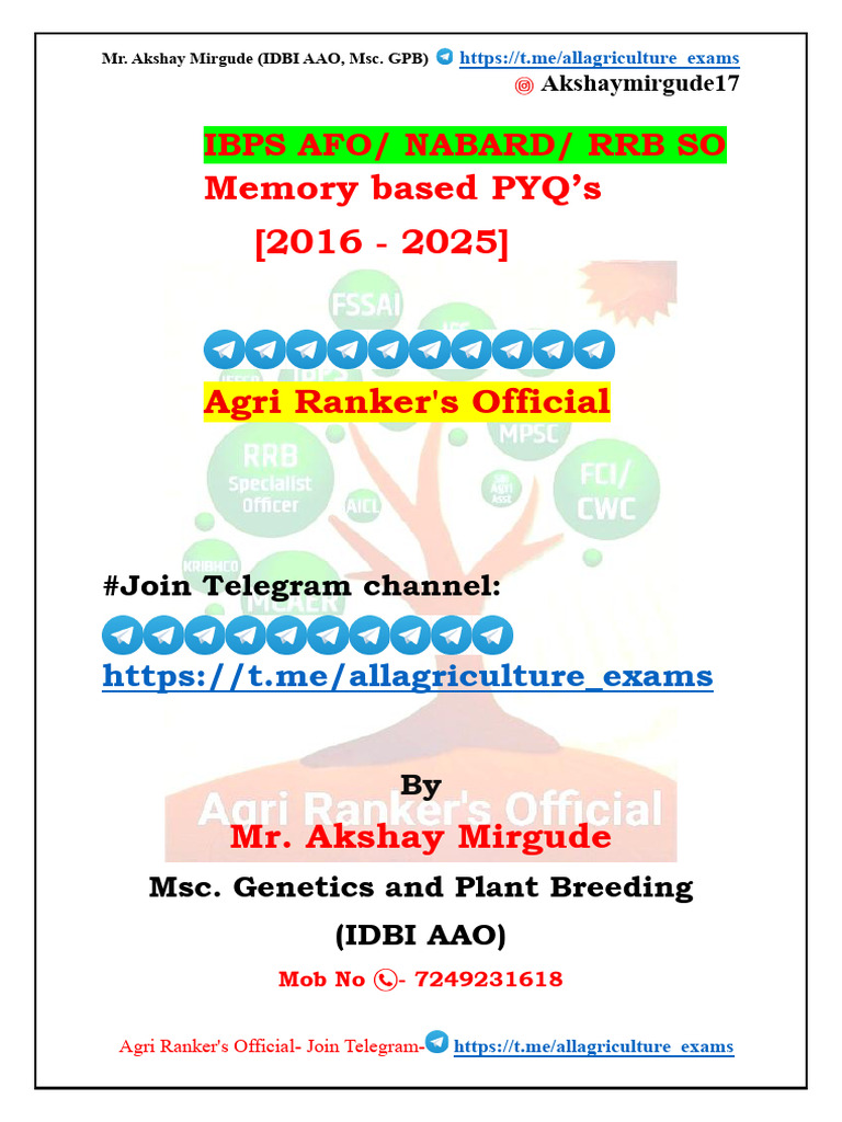 Afo, Nabard, RRB So Pyq (2016-2025) | PDF | Soil