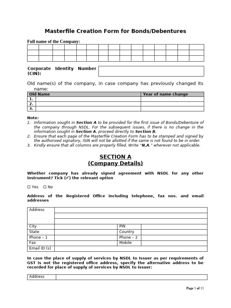 Bonds/Debentures Masterfile Creation Form | PDF | Derivative (Finance ...
