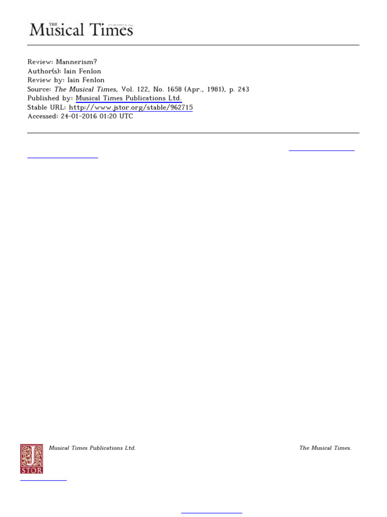 FEINLON Review. Mannerism | PDF | Musicology | Music Theory