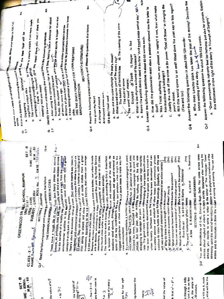 Greenwood Question Paper | PDF