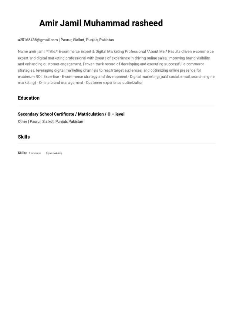 E-commerce Expert: Amir Jamil | PDF