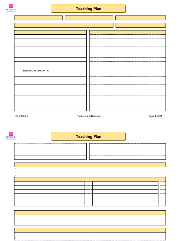 TP CB VII Math Fractions and Decimals | PDF | Learning | Cognition