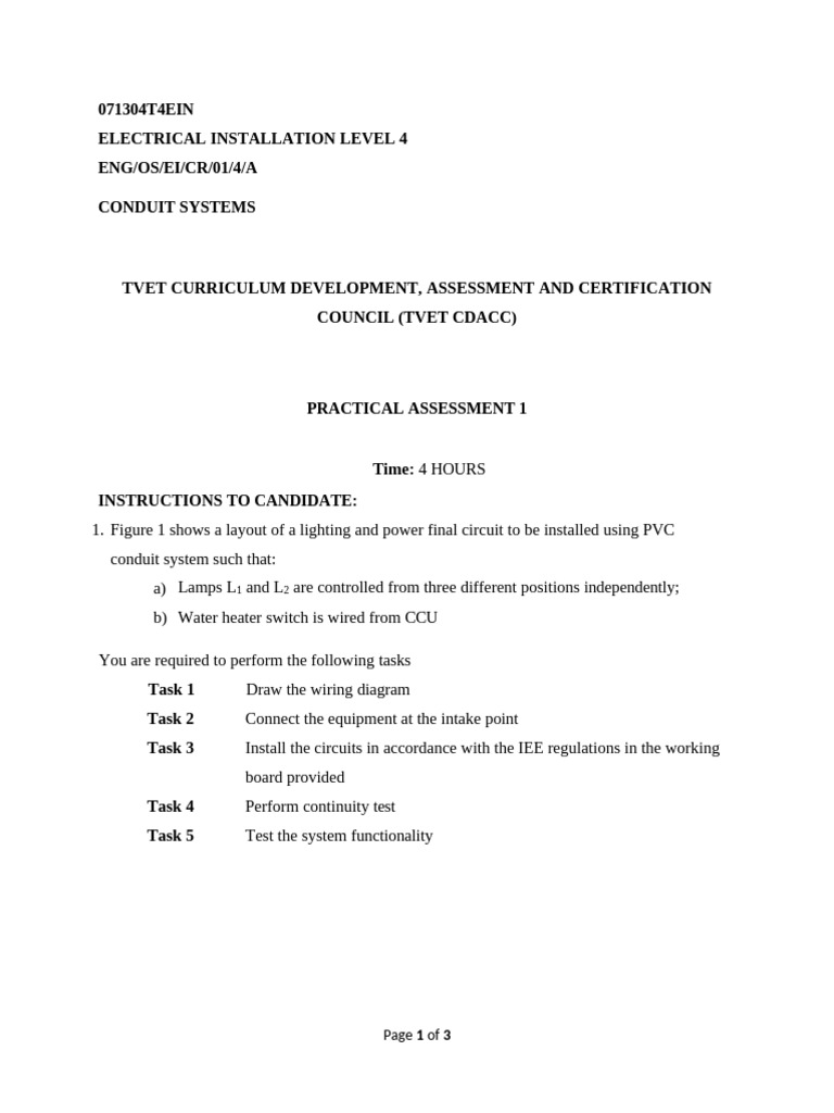 Conduit Systems Practical Exam 1 | PDF