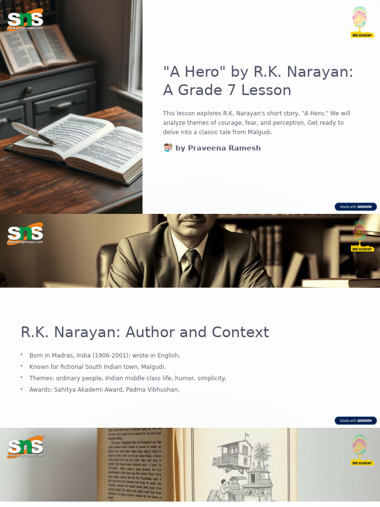 A Hero by RK Narayan A Grade 7 Lesson | PDF | Courage | Hero