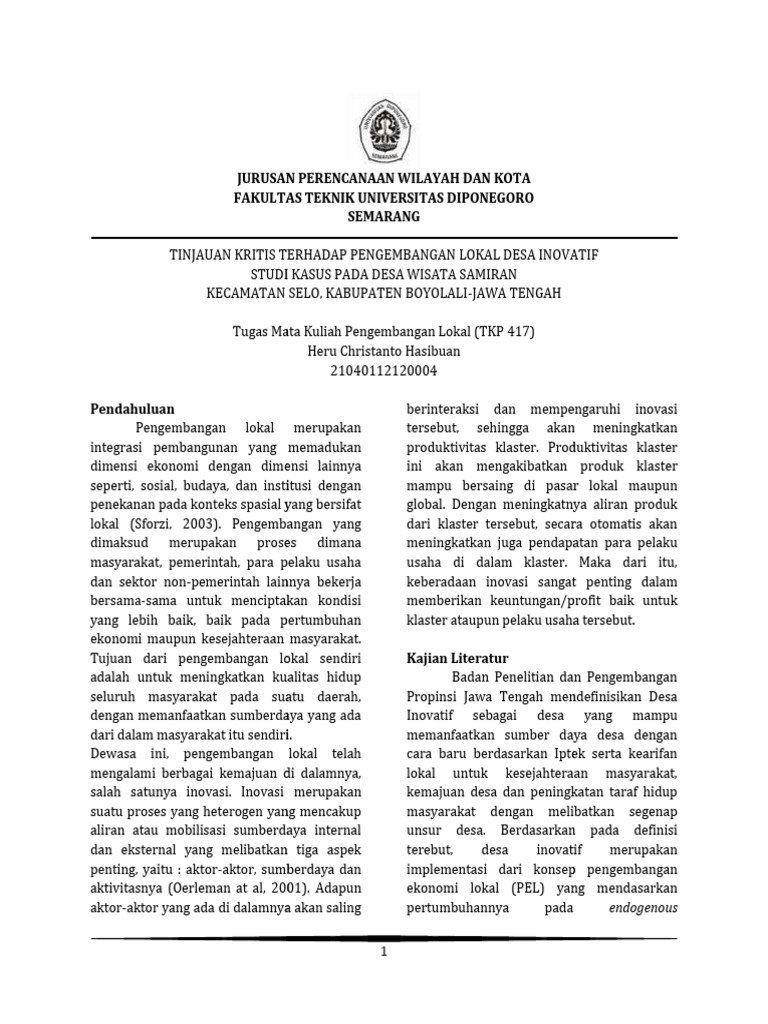 Desa Inovatif Desa Samiran Selo Boyolali | PDF