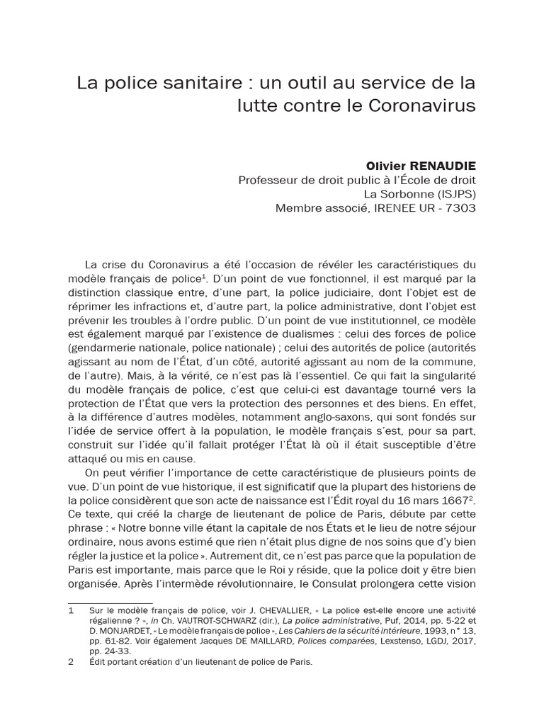 Police sanitaire et lutte contre le COVID-19 | PDF | Santé publique ...