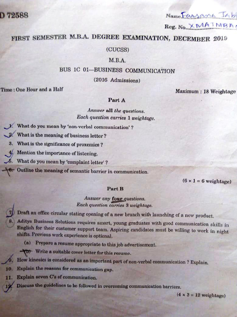 Business Communication Question Papers | PDF