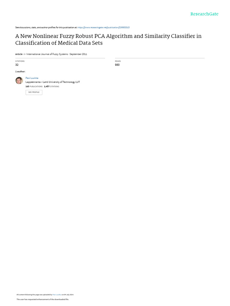 A New Nonlinear Fuzzy Robust PCA Algorithm and Sim | PDF | Principal Component Analysis ...