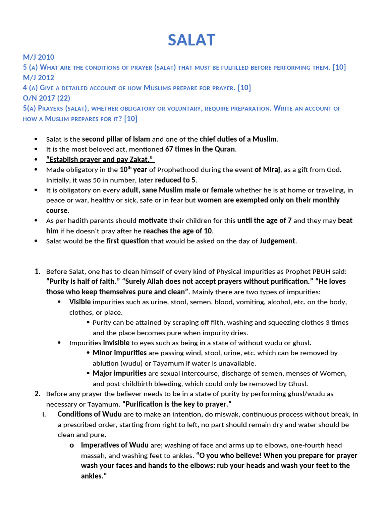 Salat | PDF | Mosque | Prophets And Messengers In Islam