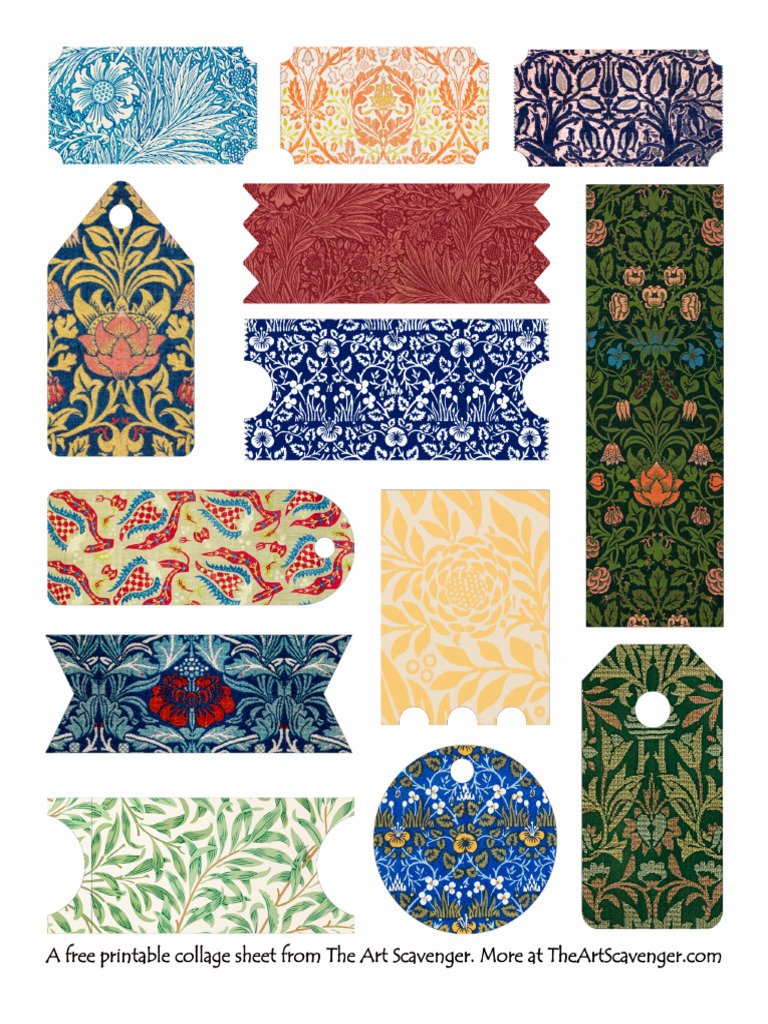 Free Textile Design Tags Tickets Printable | PDF