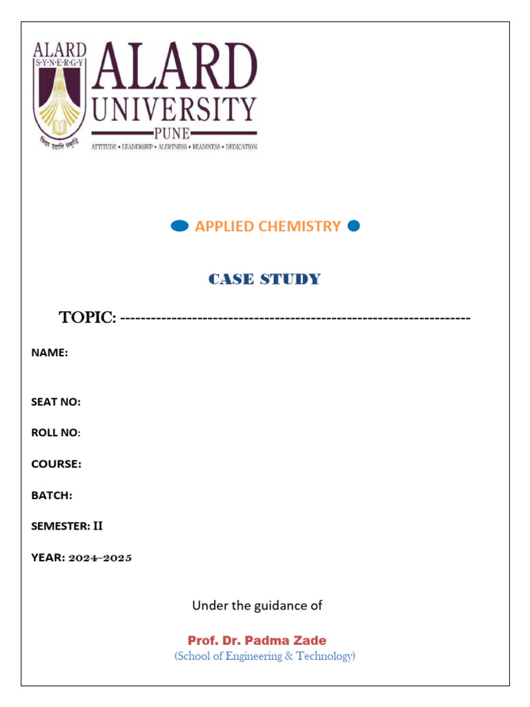 Applied Chemistry Case Study 2024-2025 | PDF