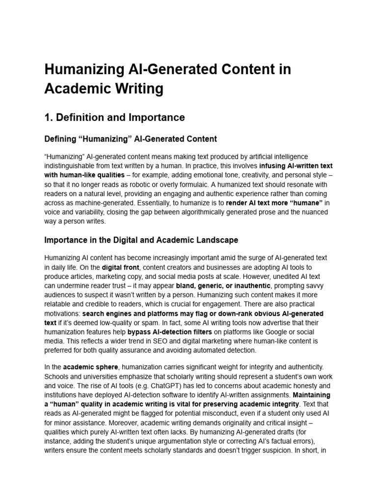 Humanizing AI Generated Content | PDF | Artificial Intelligence | Intelligence (AI) & Semantics