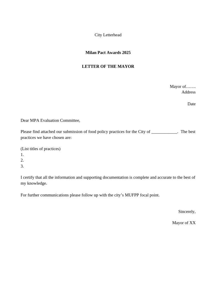 Milan Pact Awards 2025 Submission Letter | PDF