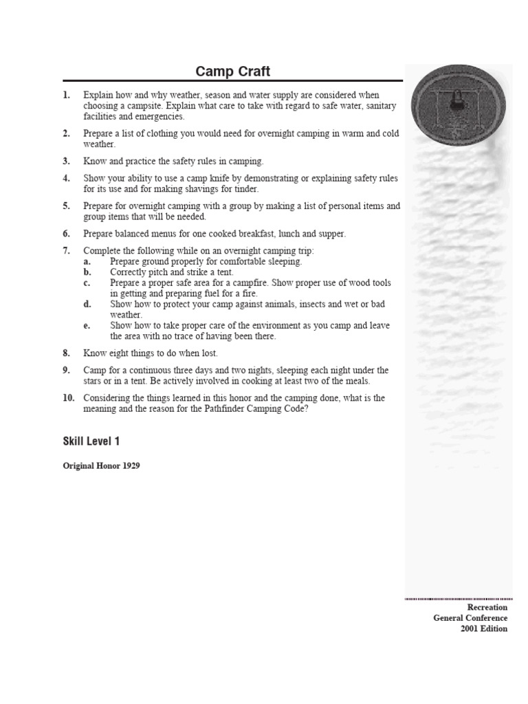 Camp Craft Skills and Safety Guide | PDF