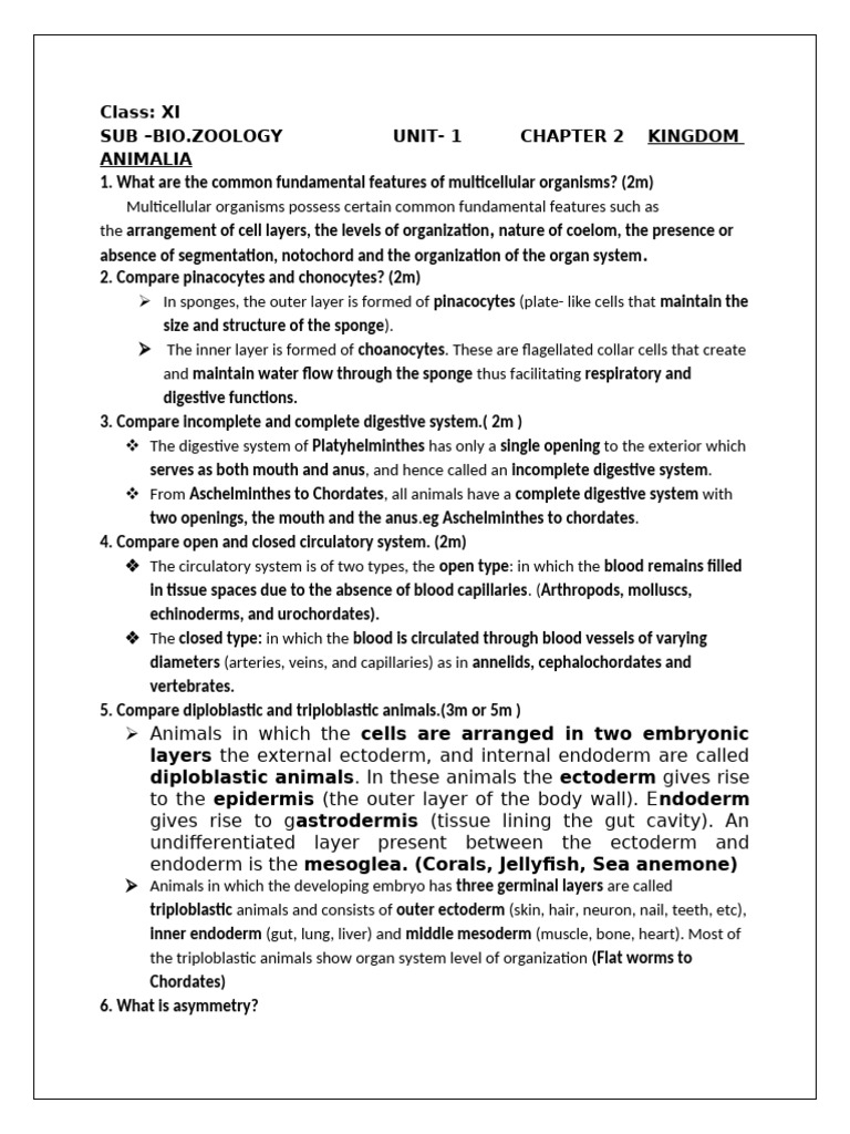 13.7,24 Kingdom Animalia Q & A | PDF | Zoology