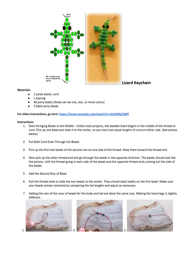 Beaded Lizard Keychain Instructions | PDF | Knot