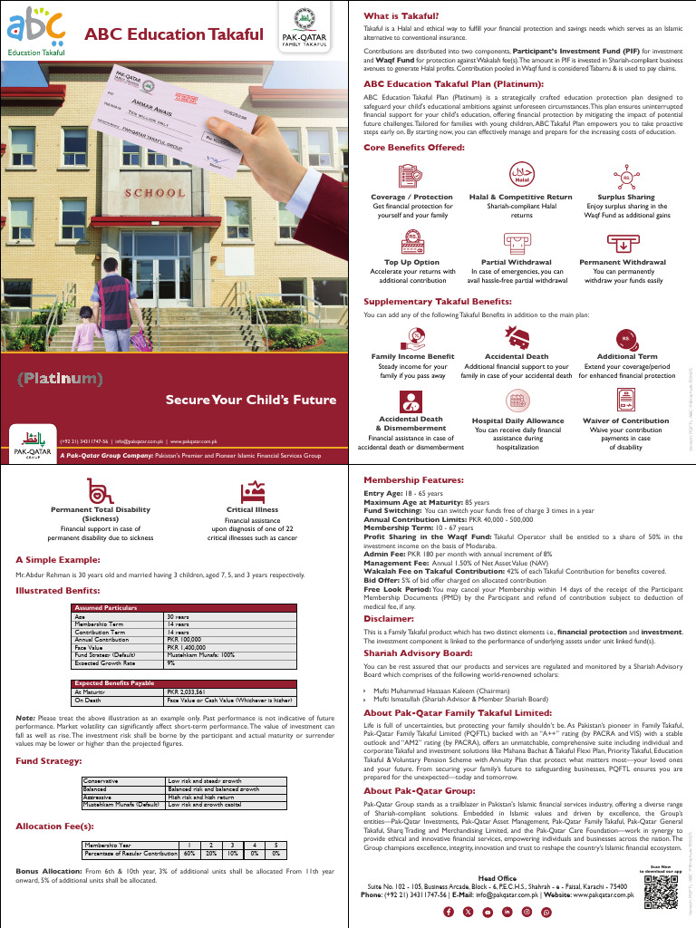 ABC Education Takaful Plan Overview | PDF | Investing | Economies
