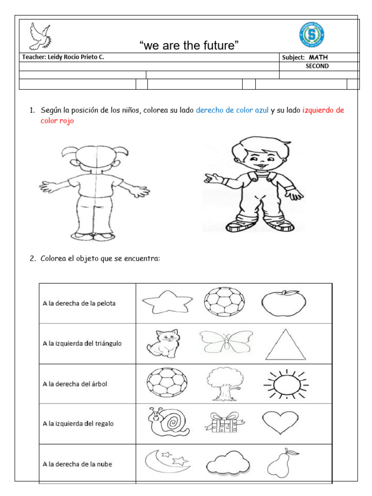 Guia Matematicas Posicion De Objetos Pdf