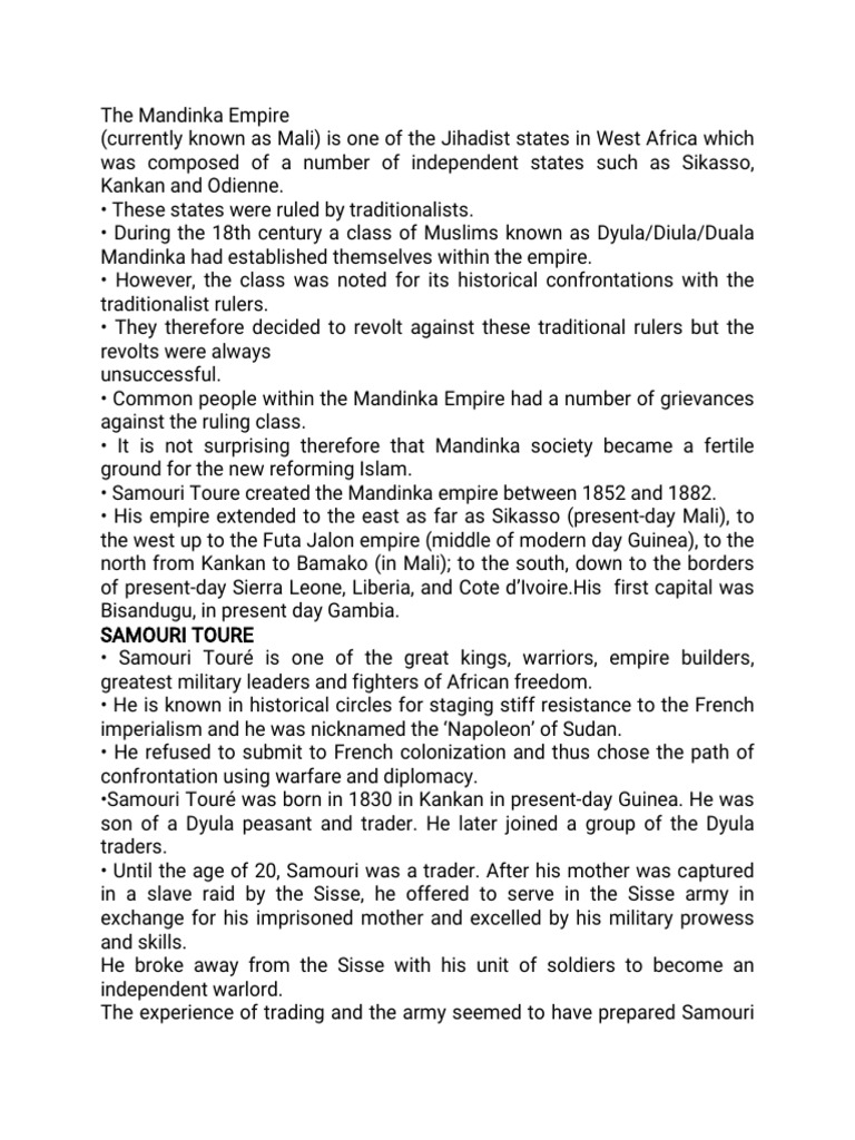The Mandinka Empire: Rise and Structure | PDF | Military