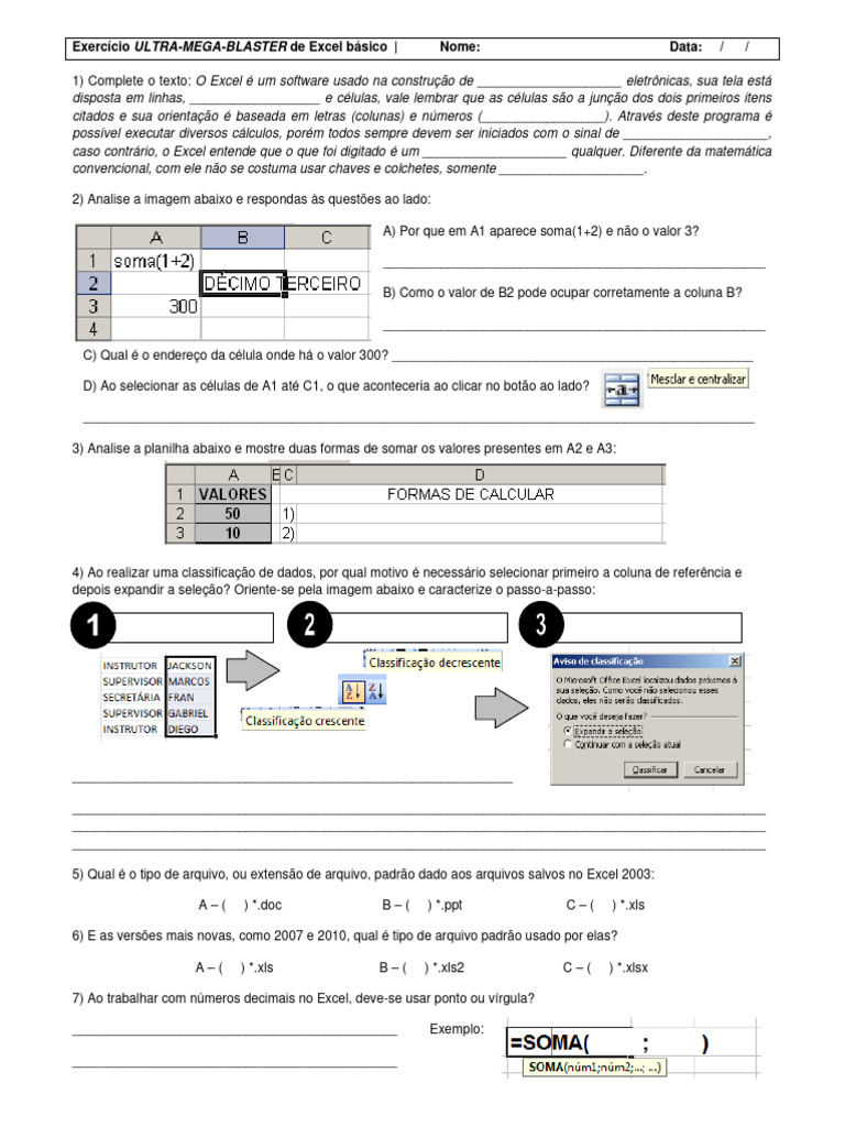 07_excel_-_exercicio_teorico | PDF | Microsoft Excel | Informática
