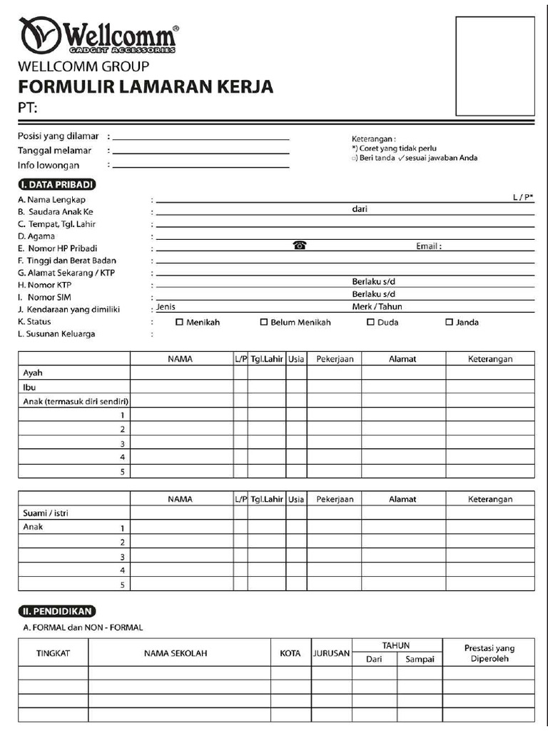 Form Lamaran Kerja | PDF