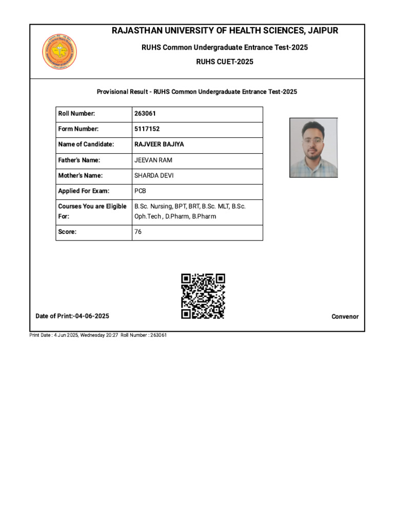 Ruhs Cuet-2025 | PDF