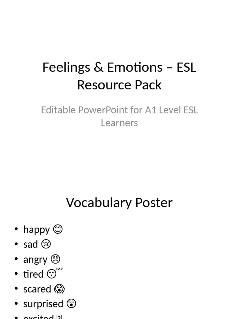 ESL Feelings & Emotions Resource Pack | PDF
