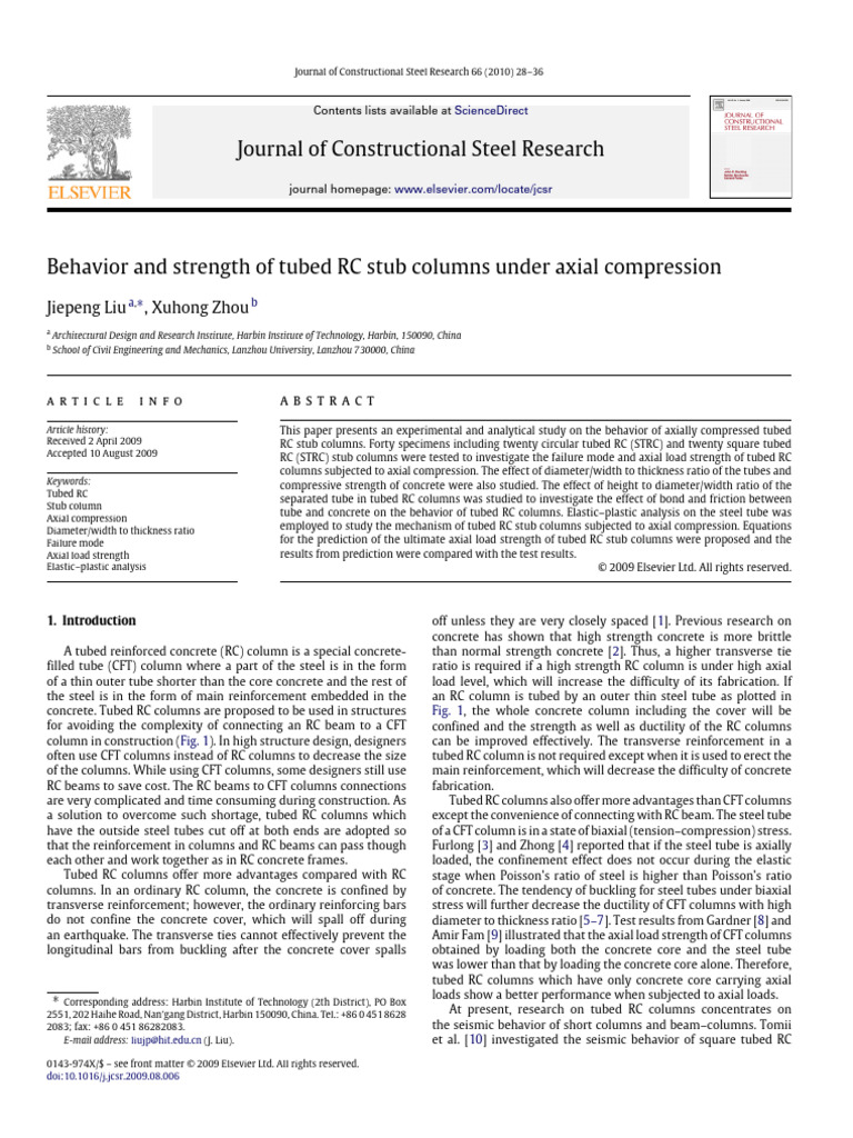 Behavior and Strength of Tubed RC Stub Columns Under Axial Compression ...