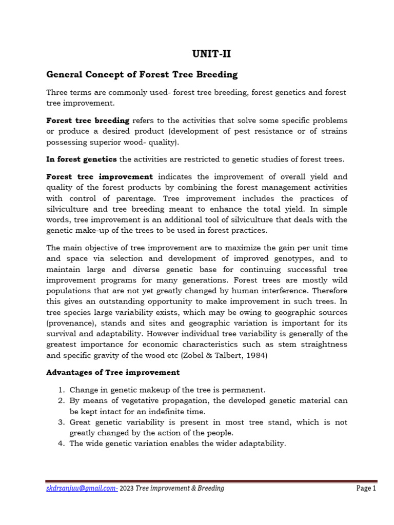 New Tree Improvement Note 2023 | PDF | Heritability | Plant Breeding