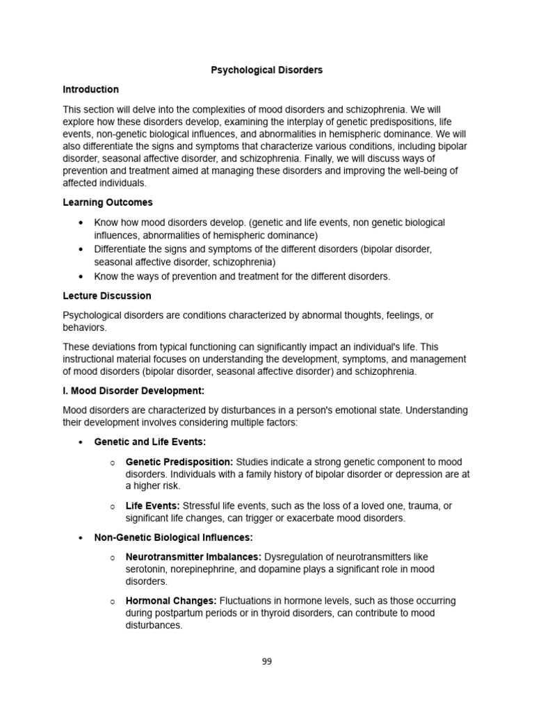 Understanding Mood Disorders & Schizophrenia | PDF | Schizophrenia ...