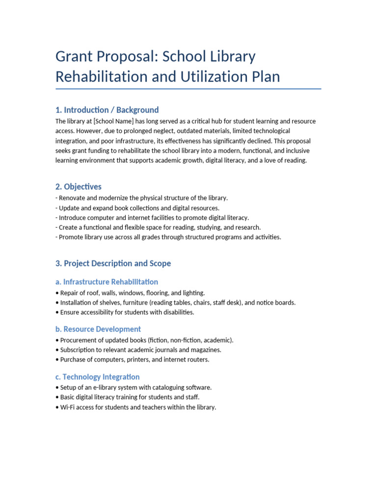 School Library Grant Proposal | PDF | Libraries | School Library